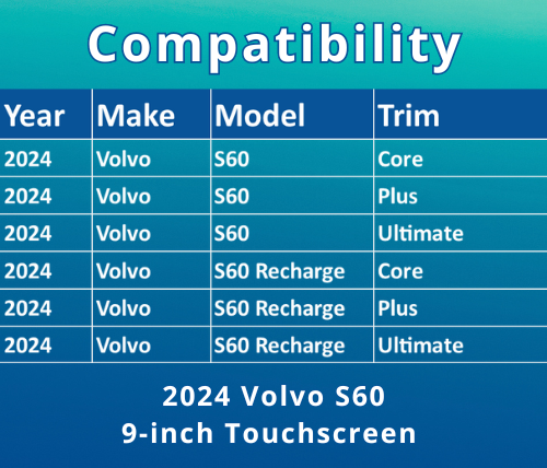 Volvo S60 2024 9-inch In-Dash Screen Protector